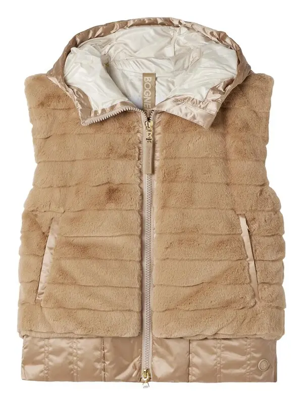 Bogner Yumi Hooded Quilted Down Ski Vest - Neutrals