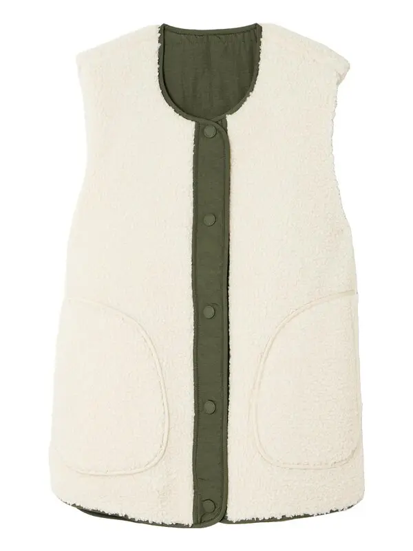 Varley Audrea Reversible Fleece And Quilted Shell Vest - Green