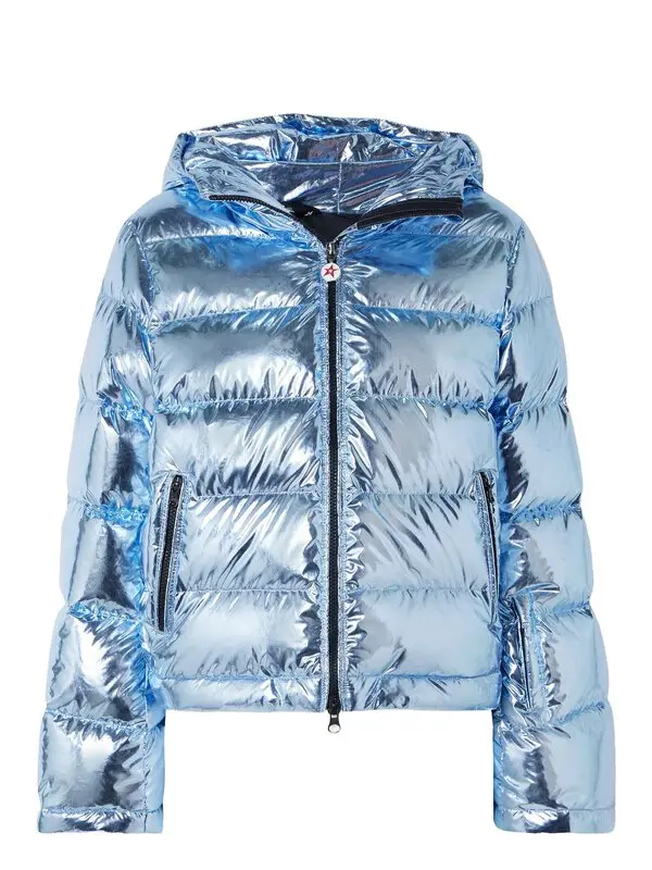 Perfect Moment Polar Flare Metallic Quilted Down Ski Jacket - Blue