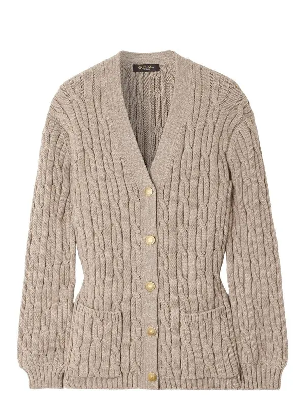 Loro Piana Cable-knit Cashmere-blend Cardigan - Neutrals