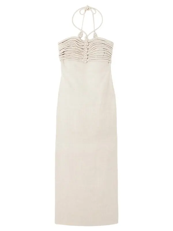 ANDRES OTALORA Mezcalitos Knotted Linen Midi Dress - Cream
