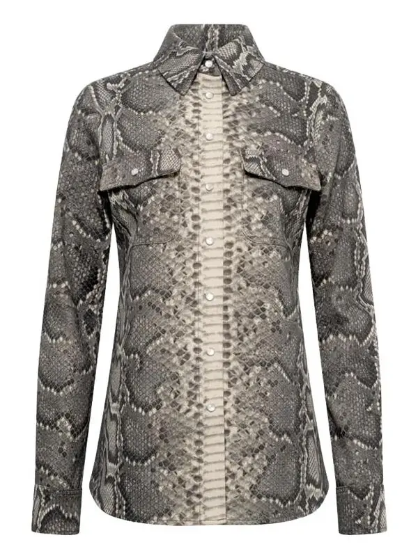GH John Austin Printed Denim Shirt - Greyscale