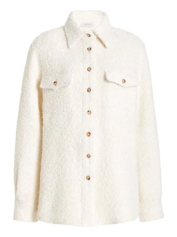 Gabriela Hearst John Austin Shirt In Recycled Cashmere Boucle - Ivory