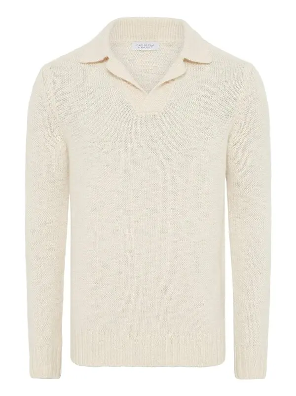 Gabriela Hearst Aled Knit Polo In Cashmere - Ivory