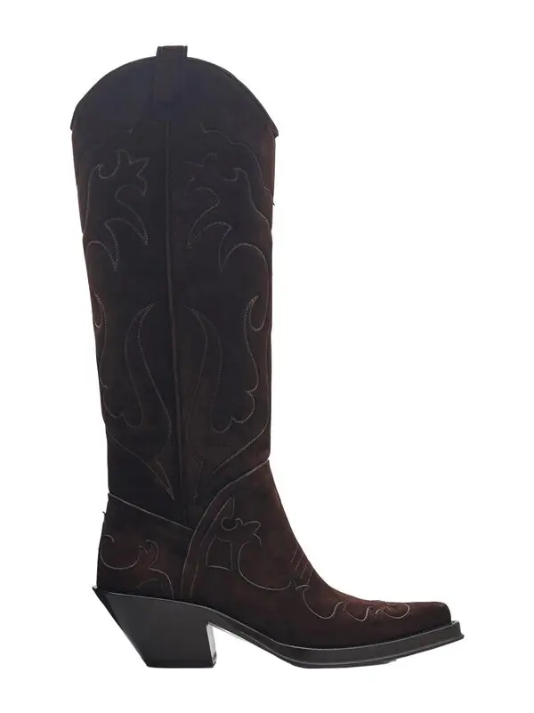 Gabriela Hearst Capitana Cowboy Boots - Dark Chocolate