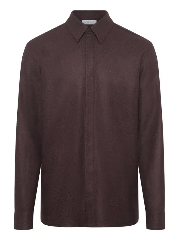 Gabriela Hearst Abbe Shirt In Wool Cashmere Flannel - Burnt Sienna