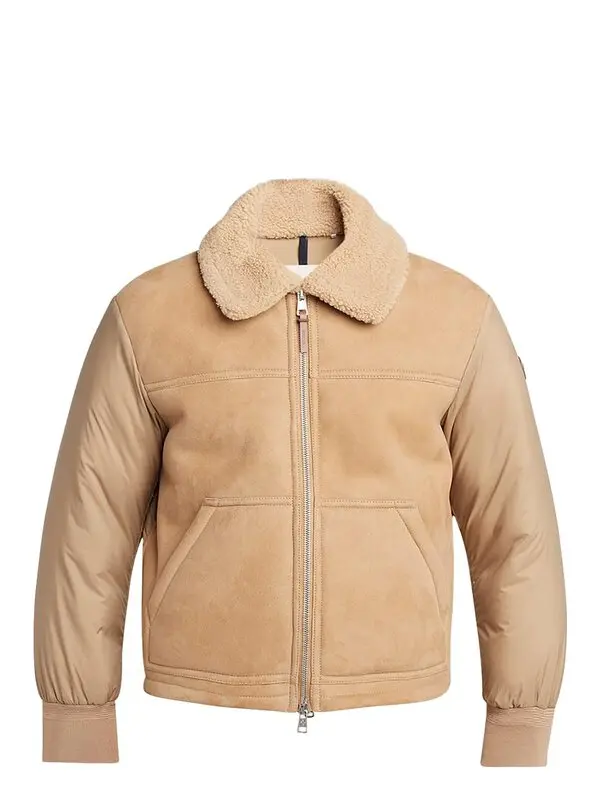 Moncler Tonnay Leather And Down Quilted Jacket - Dark Beige