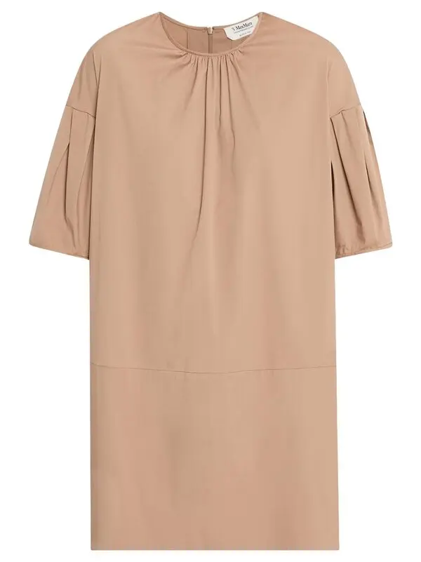 Max Mara Isotta Pleated Mini Shift Dress - Camel