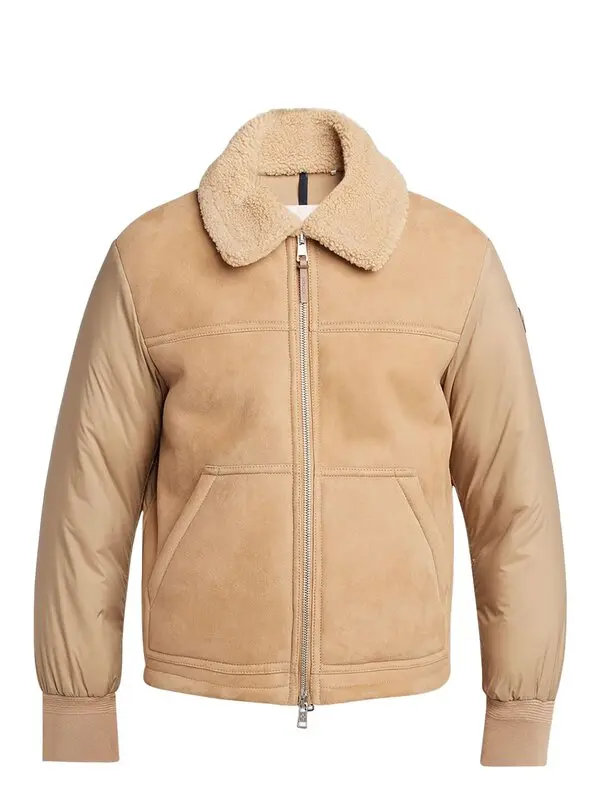 Moncler Tonnay Leather And Down Quilted Jacket - Dark Beige