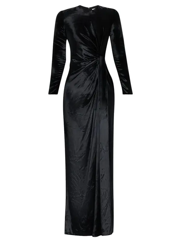 Adam Lippes Salome Ruched Velvet Gown - Black