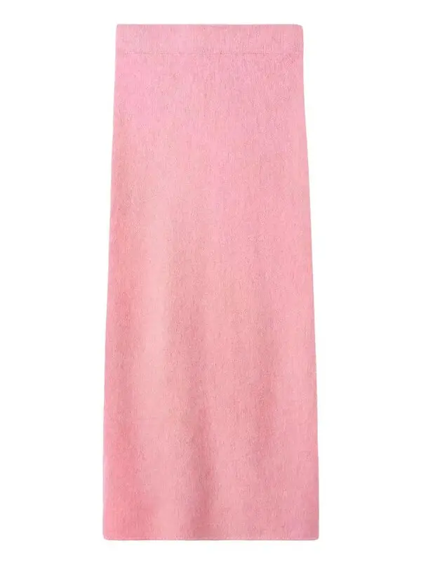 Soft Goat Cashmere Maxi Skirt - Pink