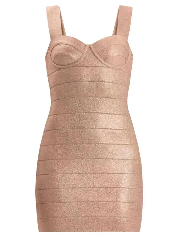 Herve Leger Metallic-effect Mini Dress - Gold