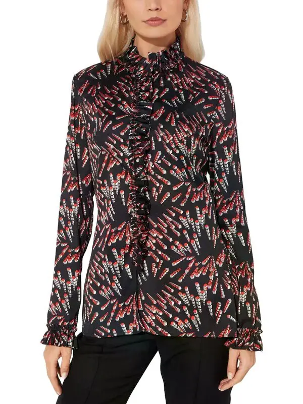 Rabanne Patterned Ruffled Blouse - Black