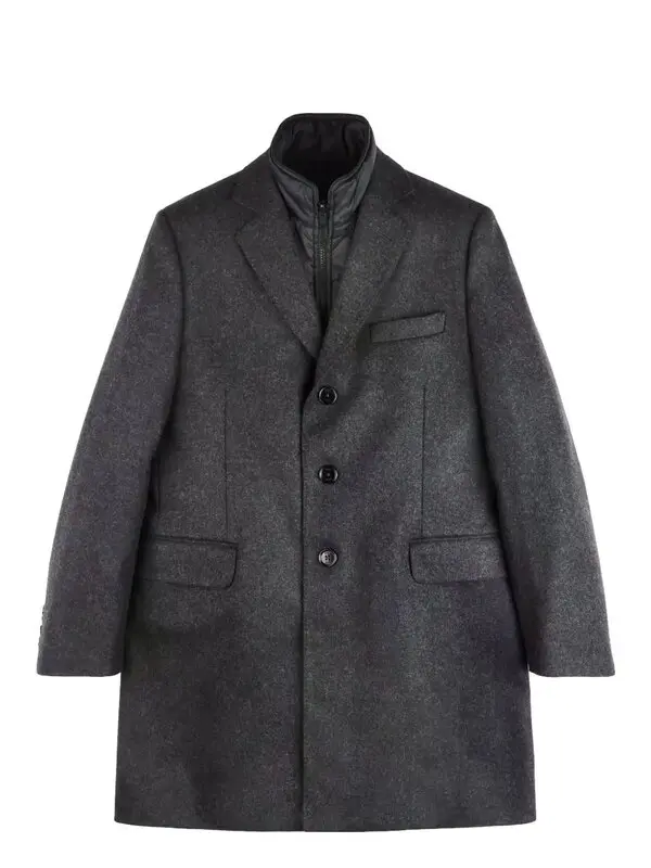 FAY Wool Coat With Quilted Gilet - Grey