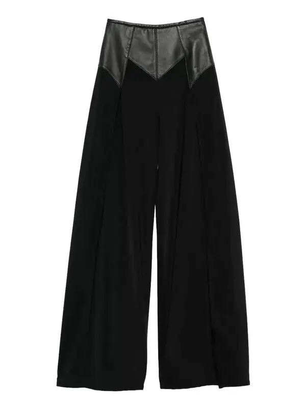 MITILIANE COUTURE Leather-insert Wide Leg Trousers - Black