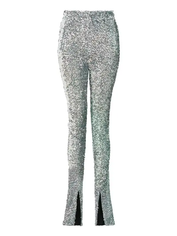 16Arlington Sequin Split Hem Trousers - Silver