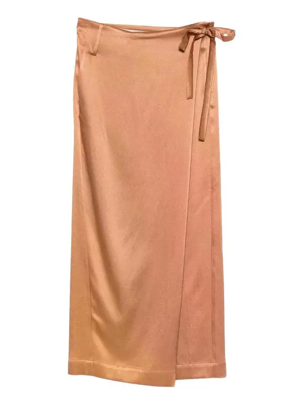 ALYSI Tie Wrap Midi Skirt - Brown