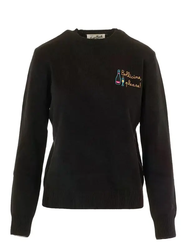 MC2 SAINT BARTH Embroidered Crew Neck Sweater - Black