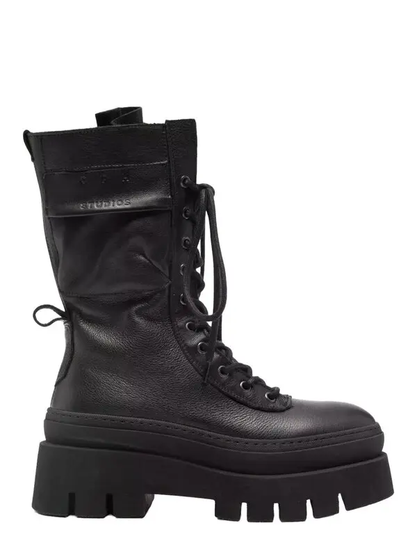 SUMMERY COPENHAGEN Lace-up Ankle-length Combat Boots - Black