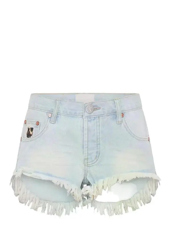 ONETEASPOON Frayed Denim Shorts - Blue