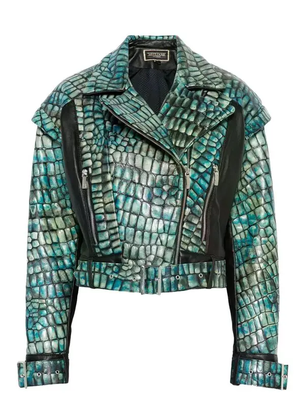 MITILIANE COUTURE Embossed Leather Jacket - Green