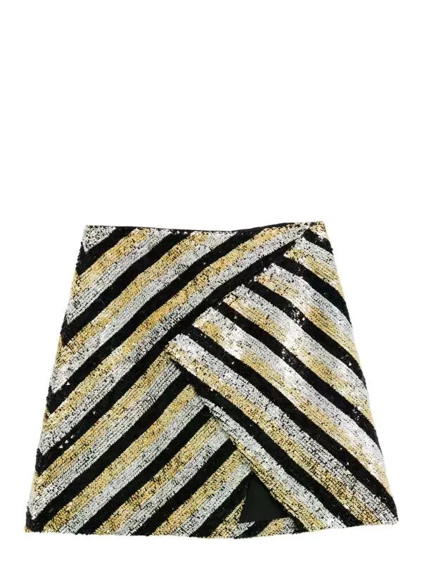 MITILIANE COUTURE Striped Sequin-embellished Skirt - Black