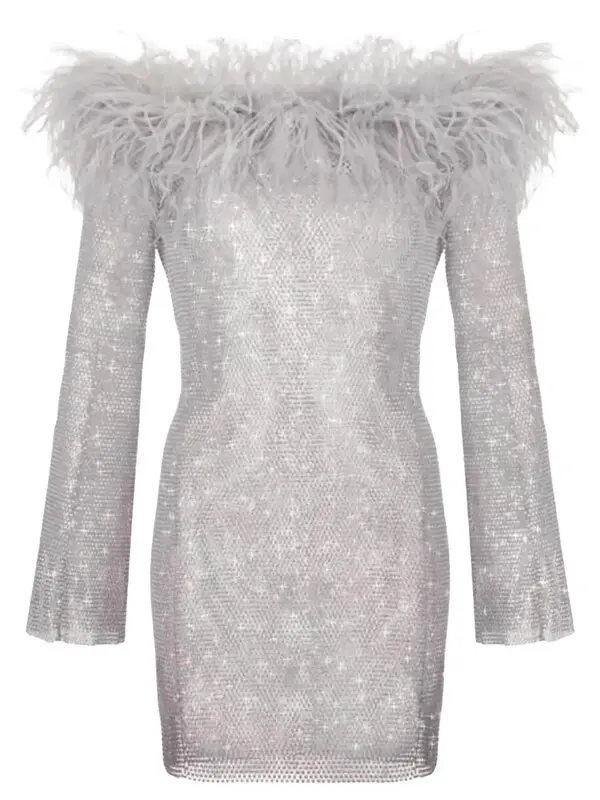 SANTA BRANDS Crystal Embellished Mini Dress - Grey