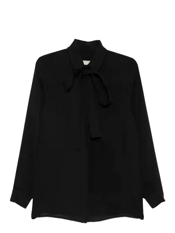 Elie Saab Long-sleeve Tie-neck Shirt - Black