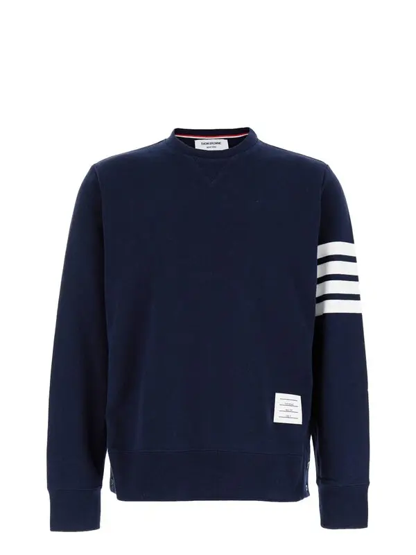 Thom Browne Crewneck Sweatshirt With 4-bar Detail - Blue