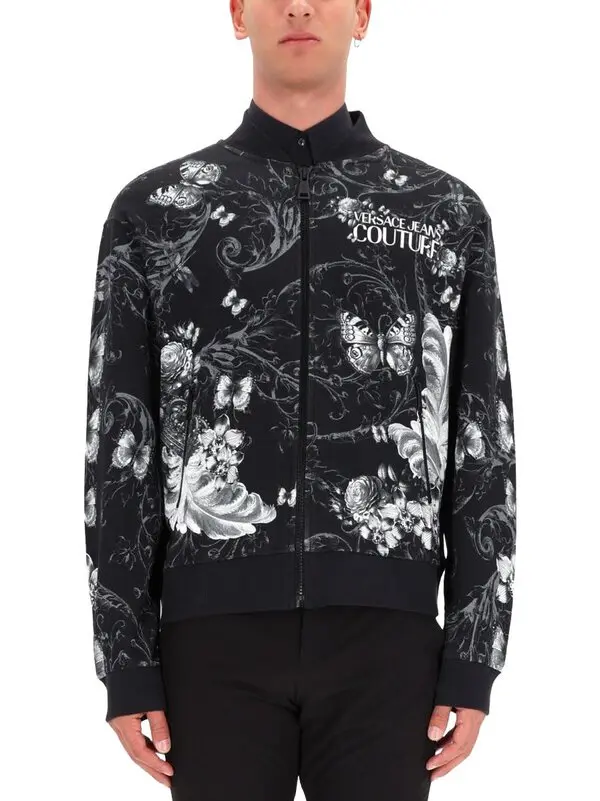 Versace Cotton Fleece Bomber Jacket - Black