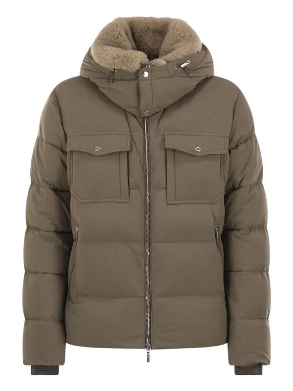MOORER Alarick Hooded Down Jacket - Brown