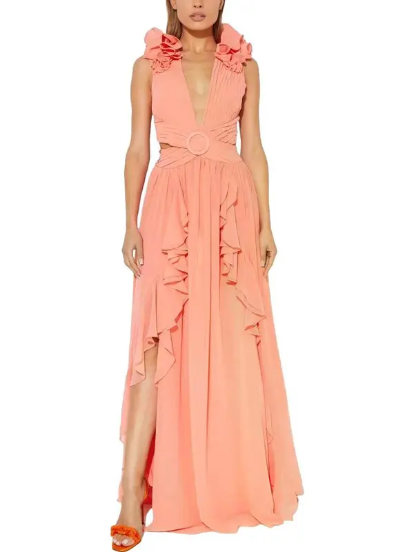 PatBO Ruffled-hem Maxi Dress - Orange