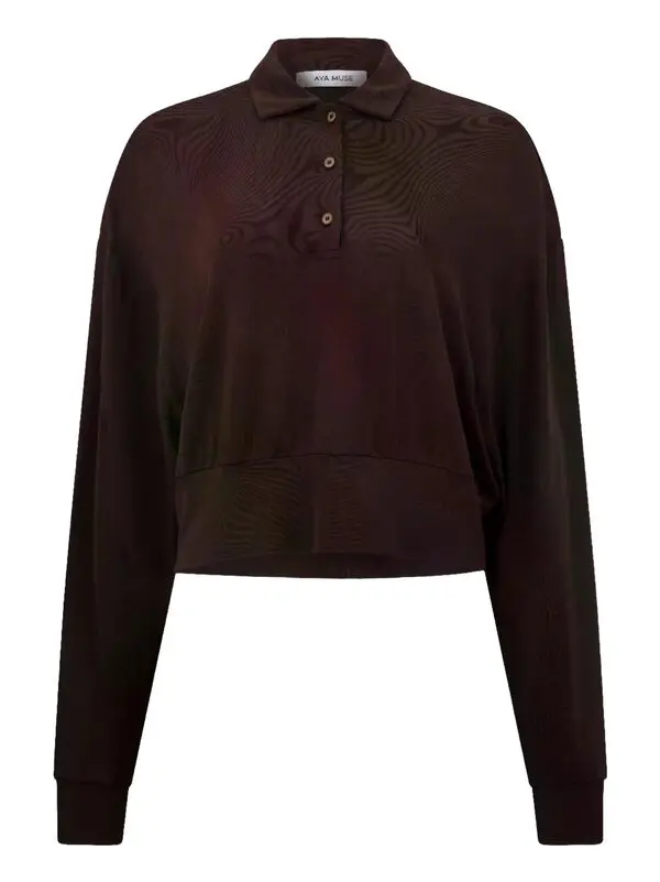 AYA MUSE Buttoned Polo Top - Brown