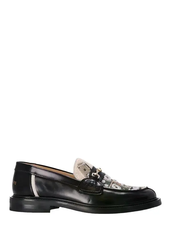 Filling Pieces Leather Patterned Loafers - Black