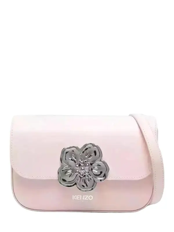 Kenzo Leather Crossbody Bag With Flower Appliqu - Pink