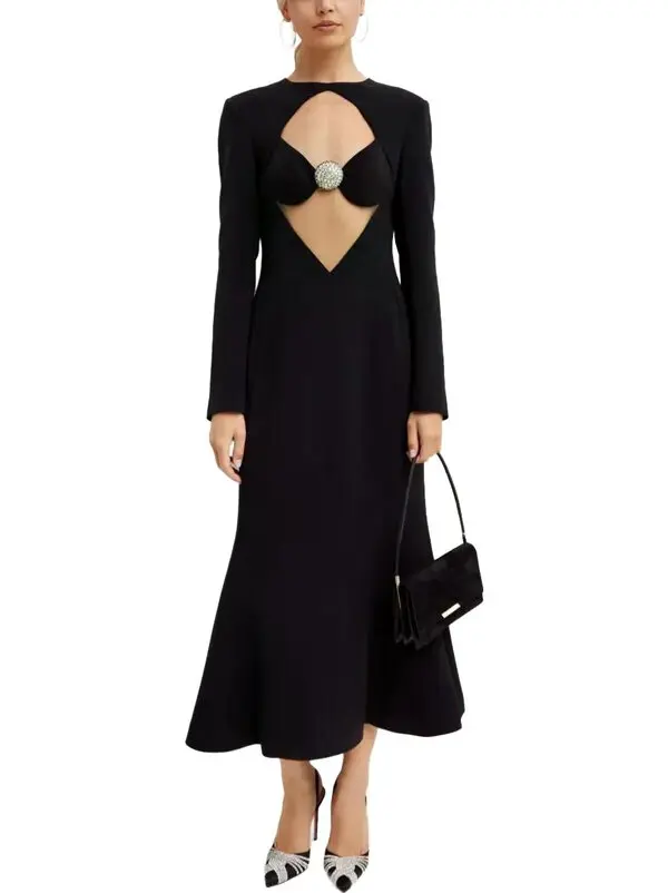 David Koma Crystal-embellished Cut-out Midi Dress - Black