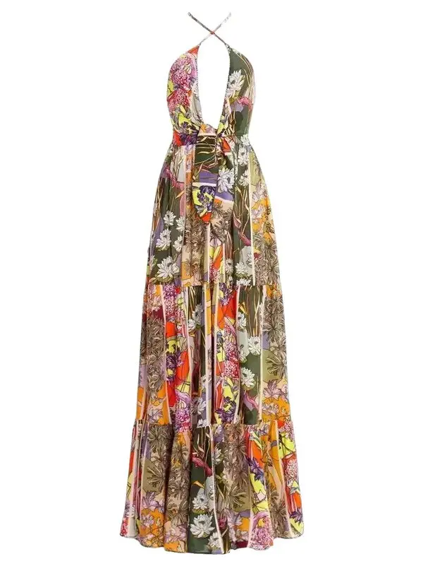 Agua Bendita Fairy Suki Tie-back Floral Maxi Dress - Orange