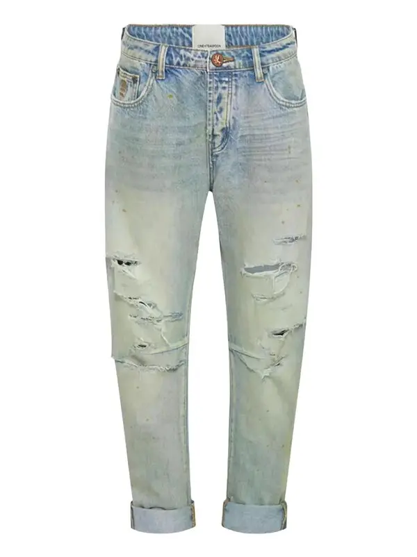 ONETEASPOON Distressed Five-pocket Jeans - Blue