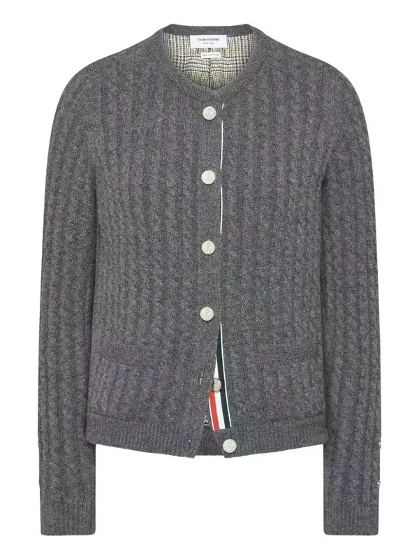 Thom Browne Cable-knit Cashmere Cardigan - Grey