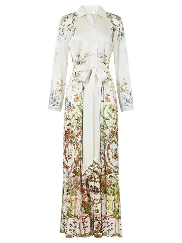 Camilla Floral-print Lace-detail Maxi Dress - White