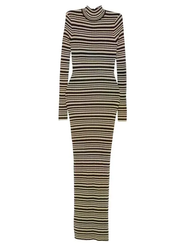 Nanushka Striped Turtleneck Maxi Dress - Brown