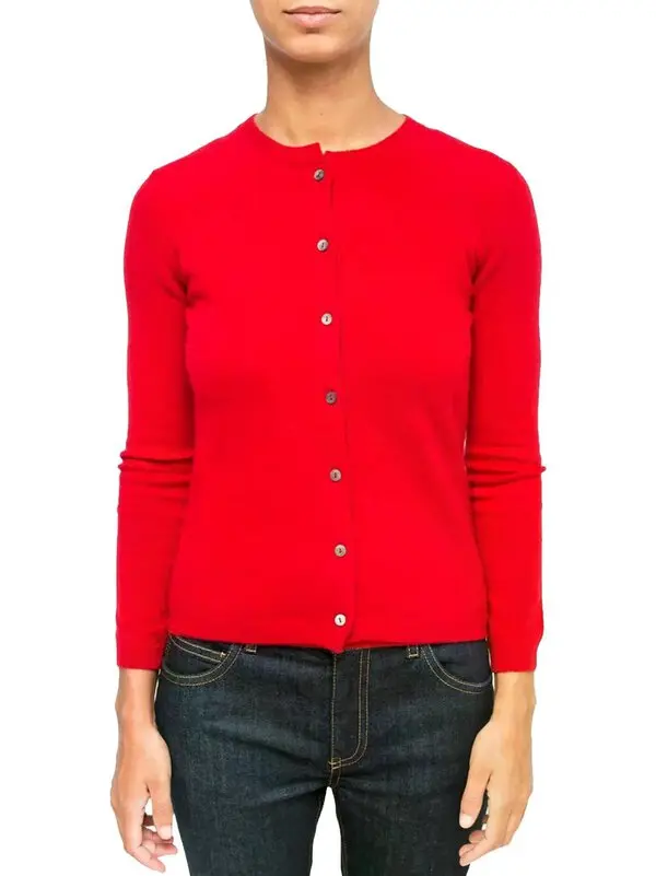 LA ROSE Buttoned Cashmere Cardigan - Red