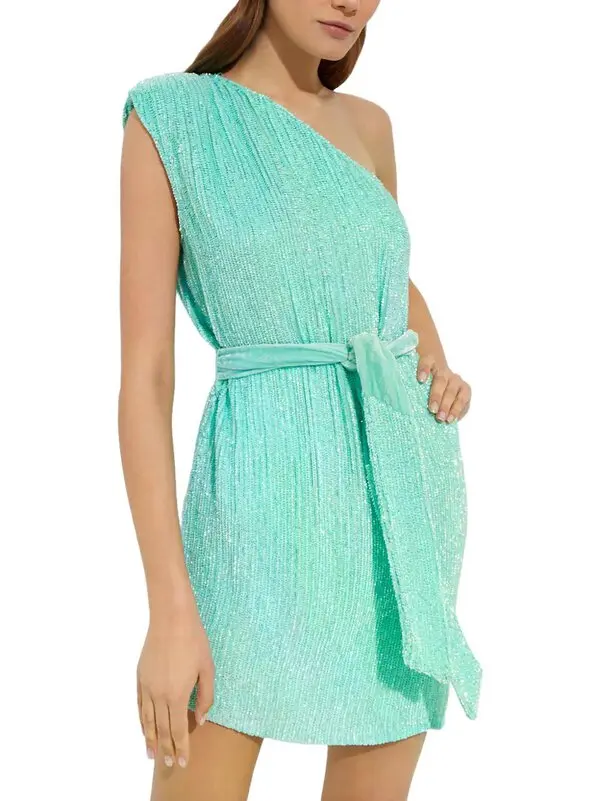 Retrofete Ella One-shoulder Mini Dress - Green