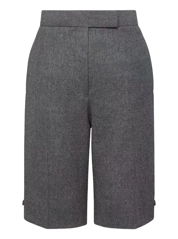 Thom Browne Solid Wool Flannel Bermuda Shorts - Grey