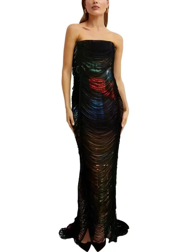 Jean Paul Gaultier Printed Cut-out Maxi Dress - Black