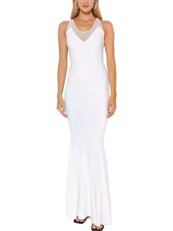 Norma Kamali Mesh-detail Maxi Dress - White
