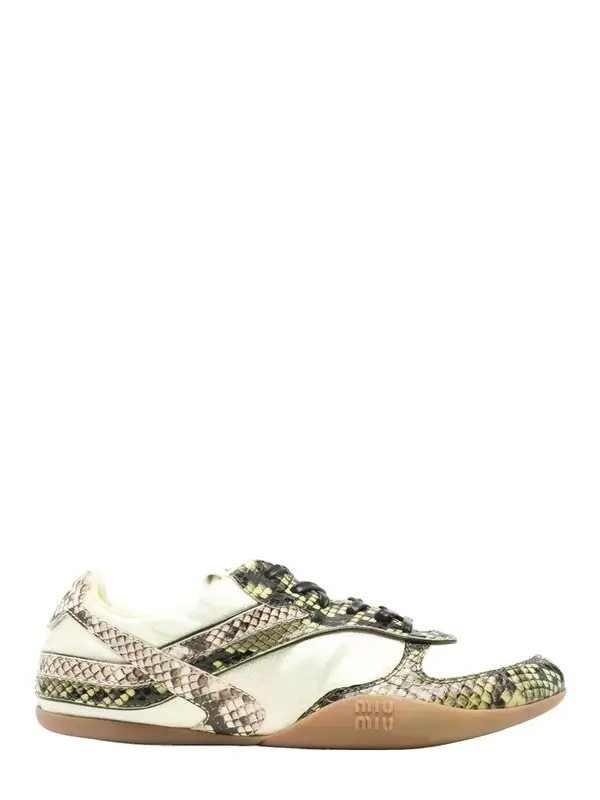 Miu Miu Snakeskin-effect Panelled Sneakers - Yellow