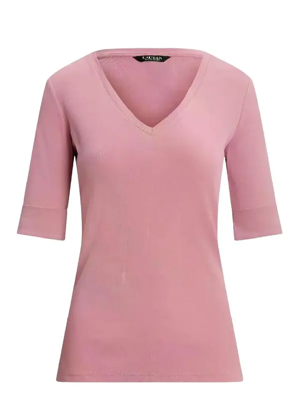 Ralph Lauren V-neck Cuffed-sleeve T-shirt - Pink