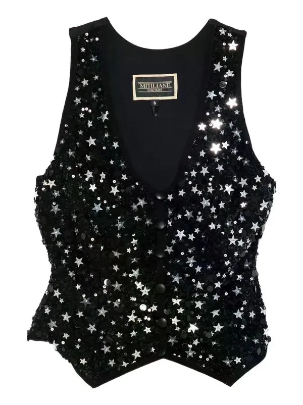 MITILIANE COUTURE Sequined Star Gilet - Black