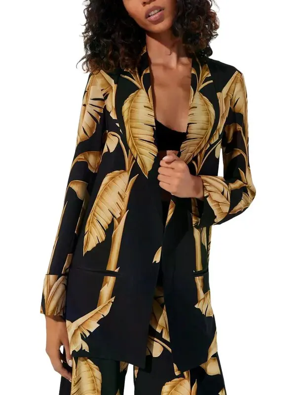 Mystique Leaf-print Jacket - Black